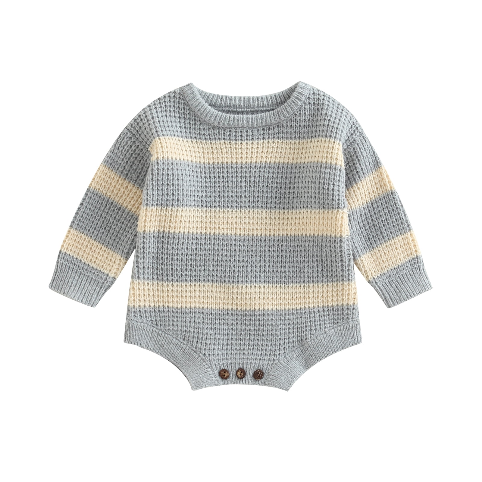 Knit Rompers for Toddler Baby Girl Boy Contrast Colors Striped Round ...