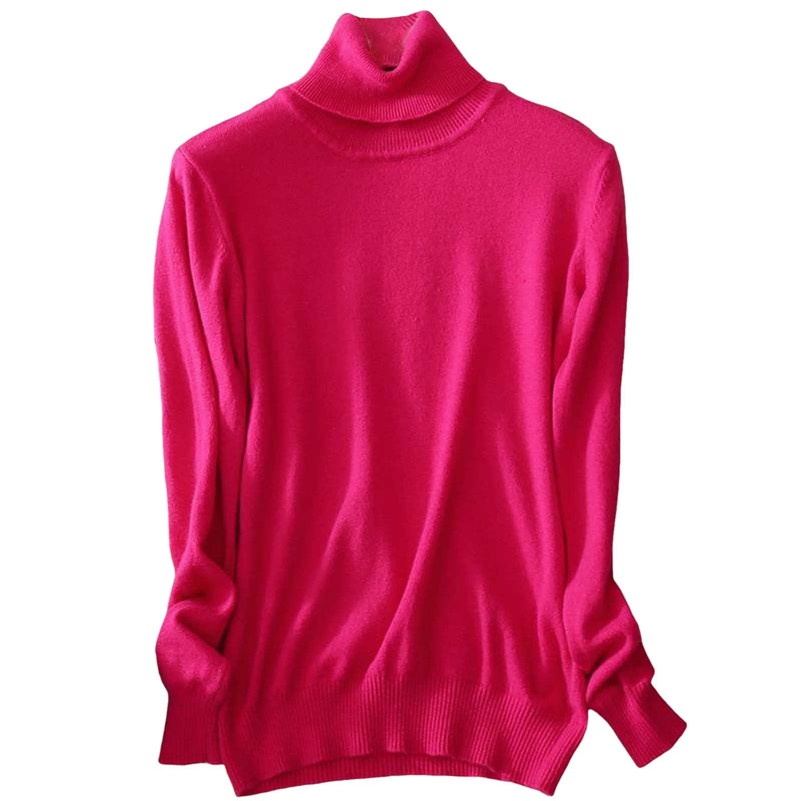 Knit Sweater for Women Turtleneck Knit Sweaters Long Sleeve Solid Color ...