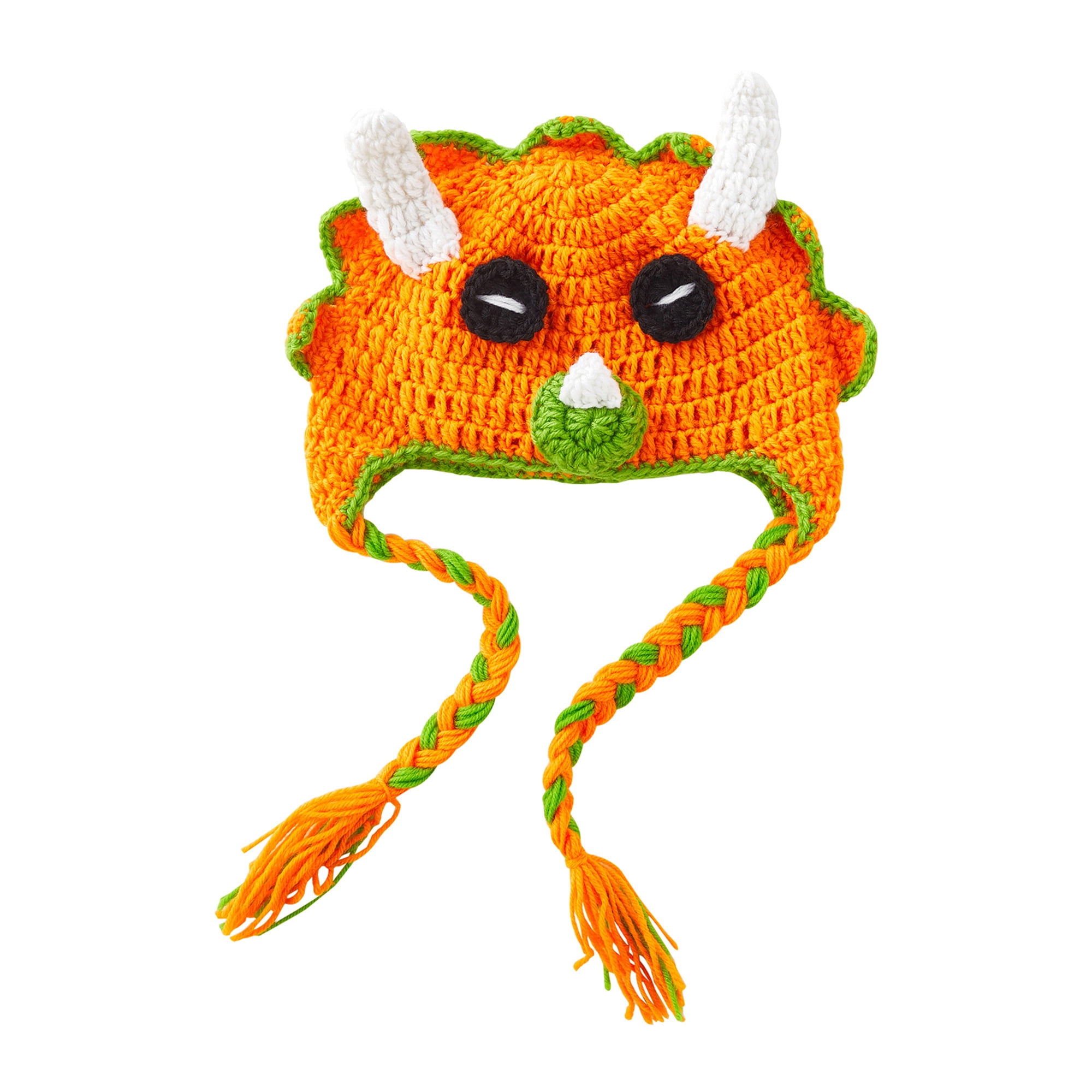 Knit Triceratops Beanie with Braids Funny Dinosaur Crochet Cap Costume ...