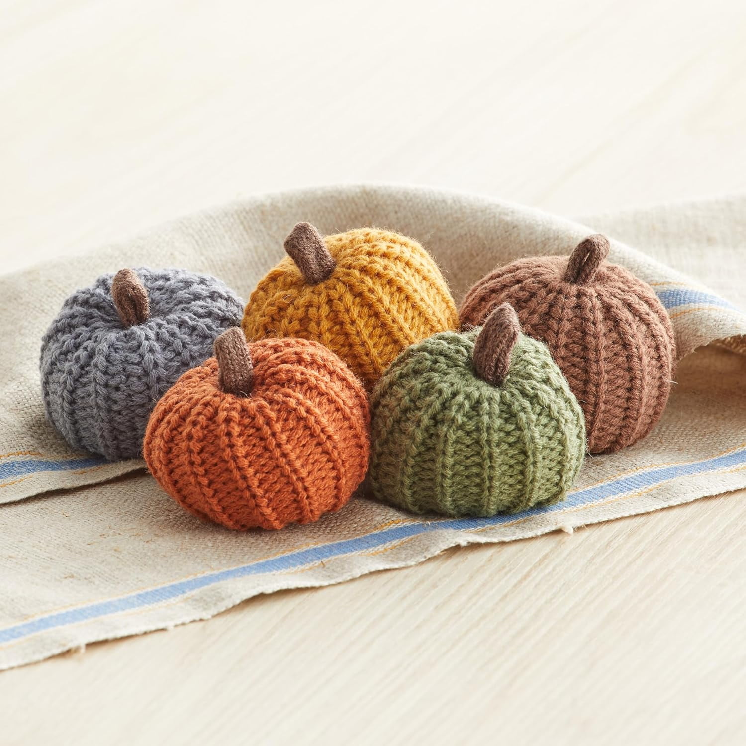 Knit pumpkins set of 12, mini pumpkin decor, orange pumpkim bowl ...