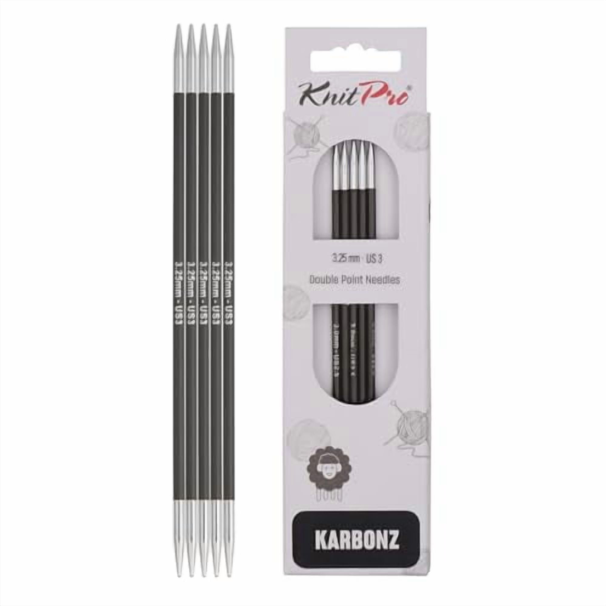KnitPro-Karbonz Double Point Knitting Needles 6"-Size 3/3.25mm ...