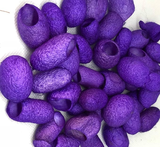 Knitsilk Hand Dyed Silk Cocoons, Silk Cut Cocoons, Mulberry Silk Fibres ...