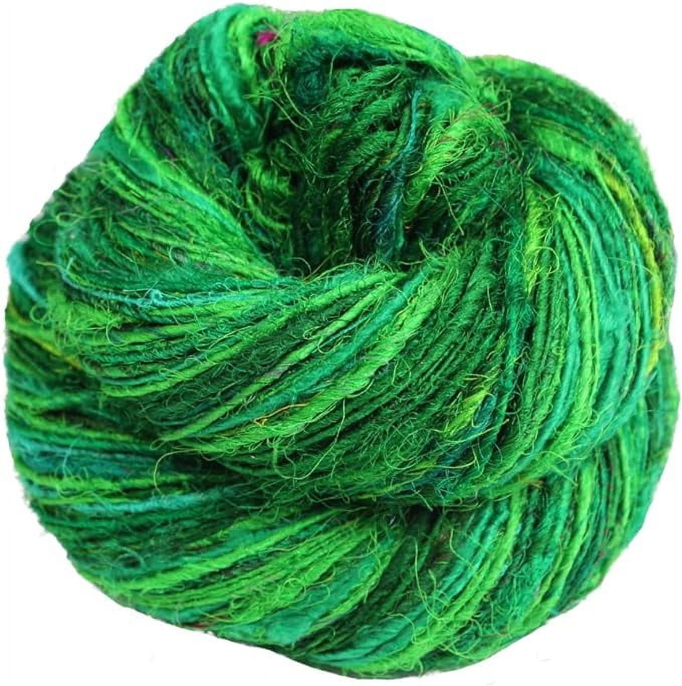 Knitsilk Premium Recycled Sari Silk Yarn - Ocean of Green Multicolour ...