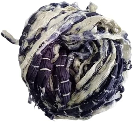 Knitsilk Shibori Sari Silk Ribbon Yarn-Black|Best for Crochet, Knitting ...