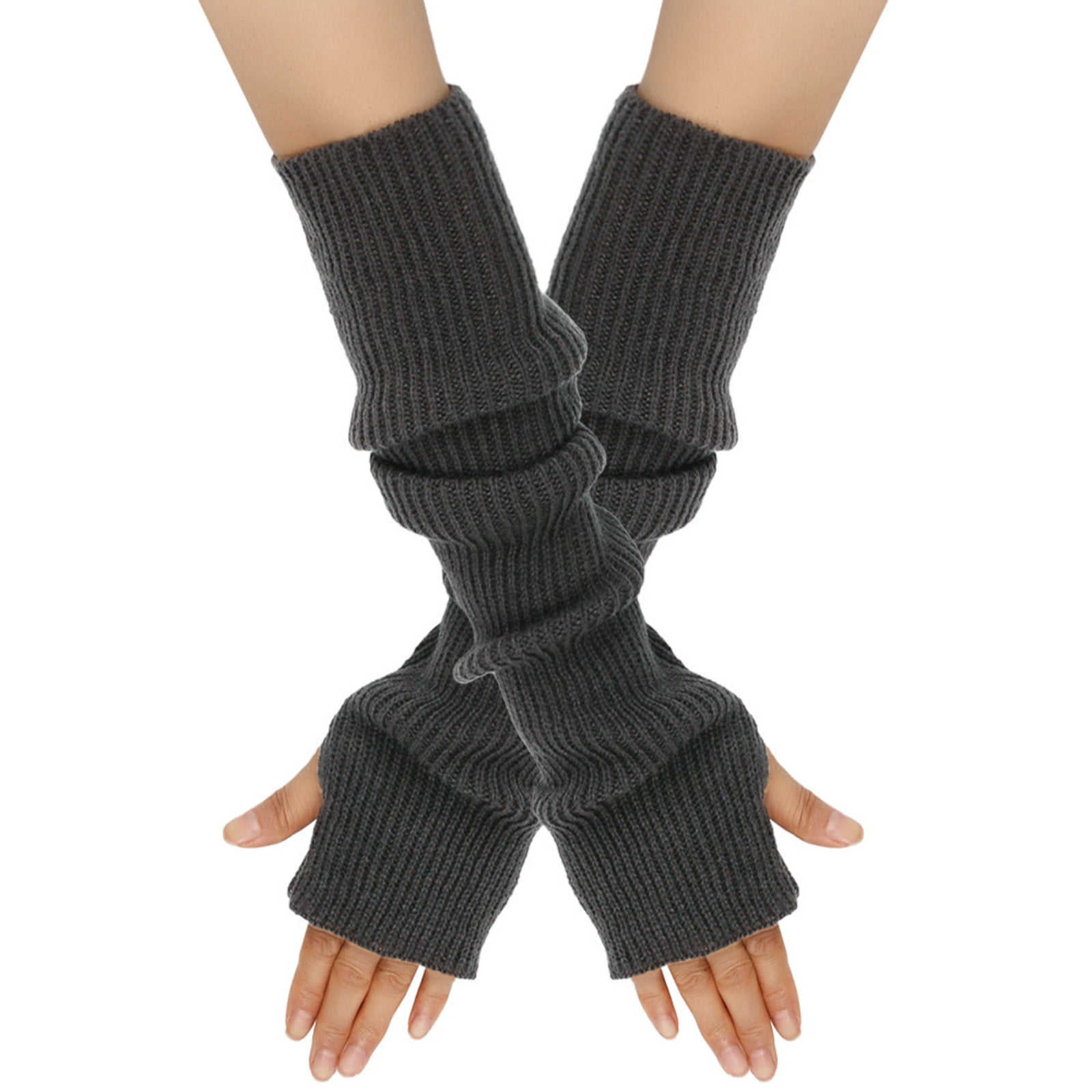 Knittde Long Arm Warmers Women Fingerless Gloves Elbow Warmers Mittens ...