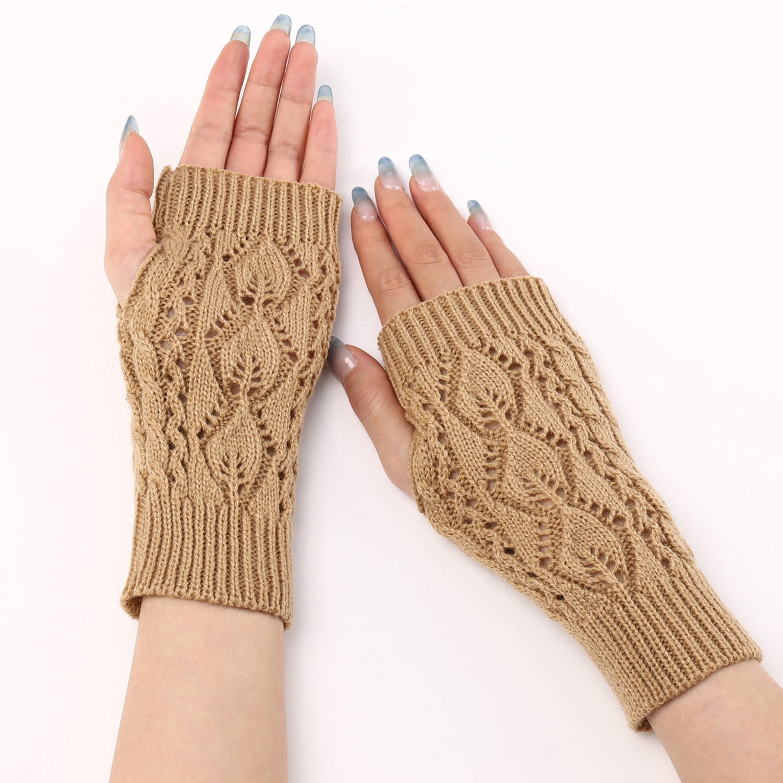 Knitted Arm Warmers with Thumb Hole, Thermal Forearm Sleeves, Unisex ...