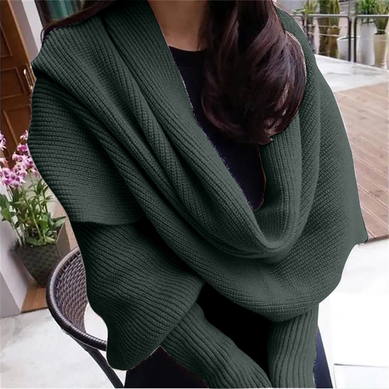 Knitted Cable Wrap - Cropped Sweater with Sleeves for Women - Versatile ...