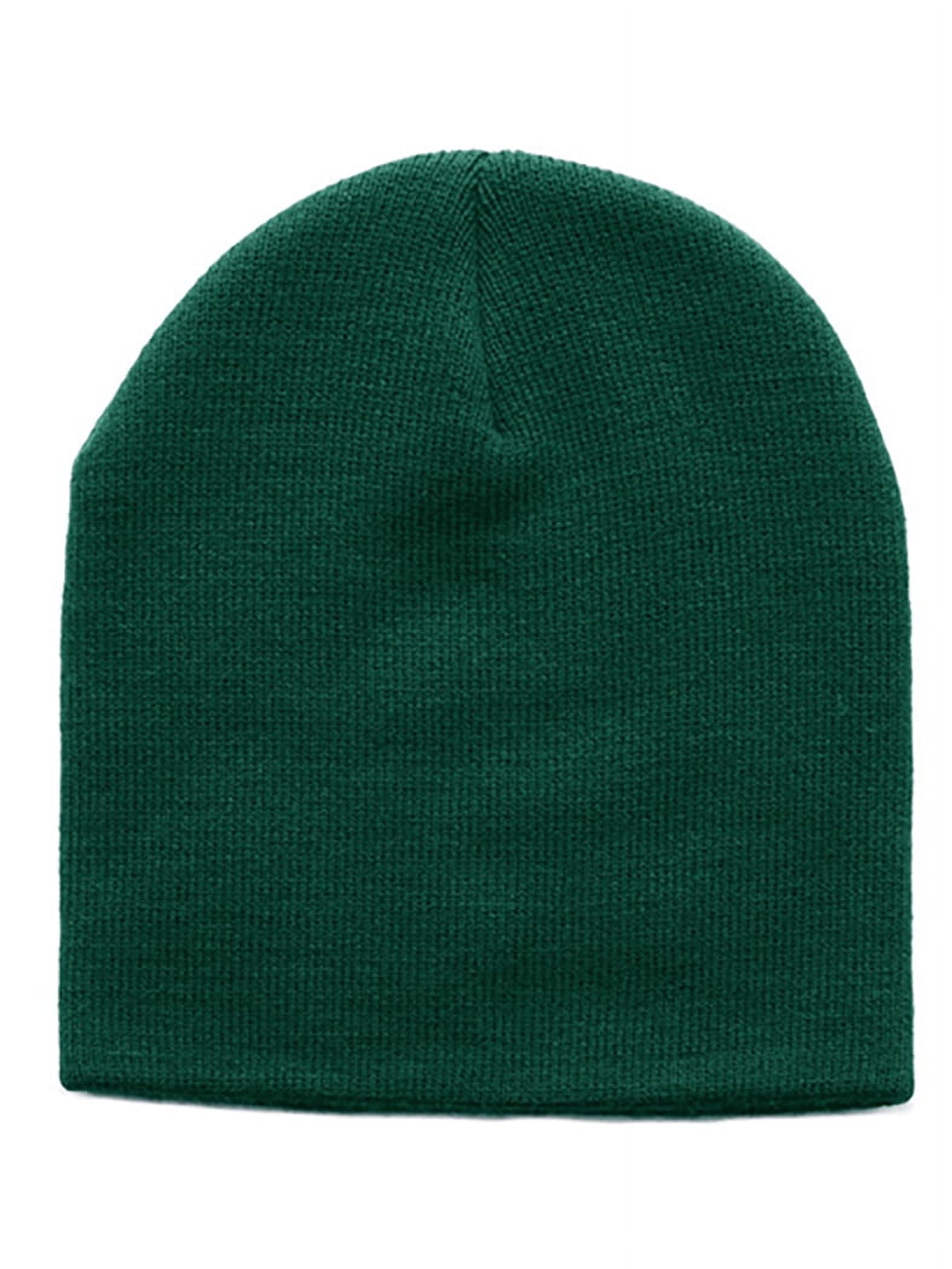 Knitted Cap Cuffless Beanie - Dark Green - Walmart.com