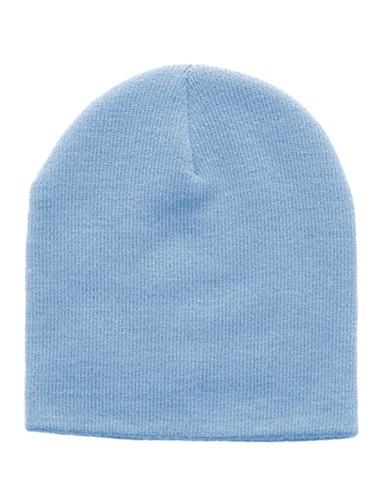 Knitted Cap Cuffless Beanie - Light Blue - Walmart.com