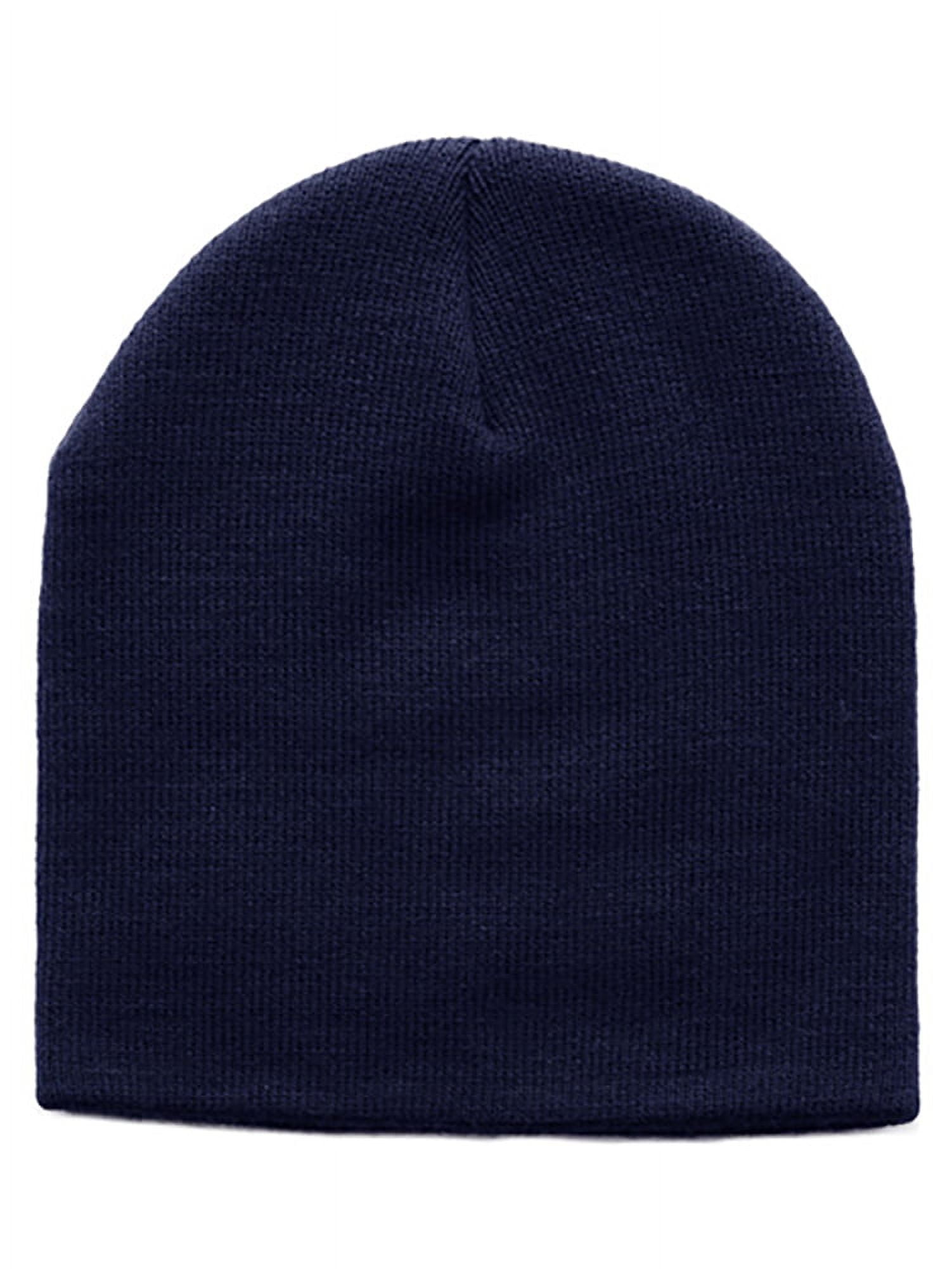 Knitted Cap Cuffless Beanie - Navy - Walmart.com