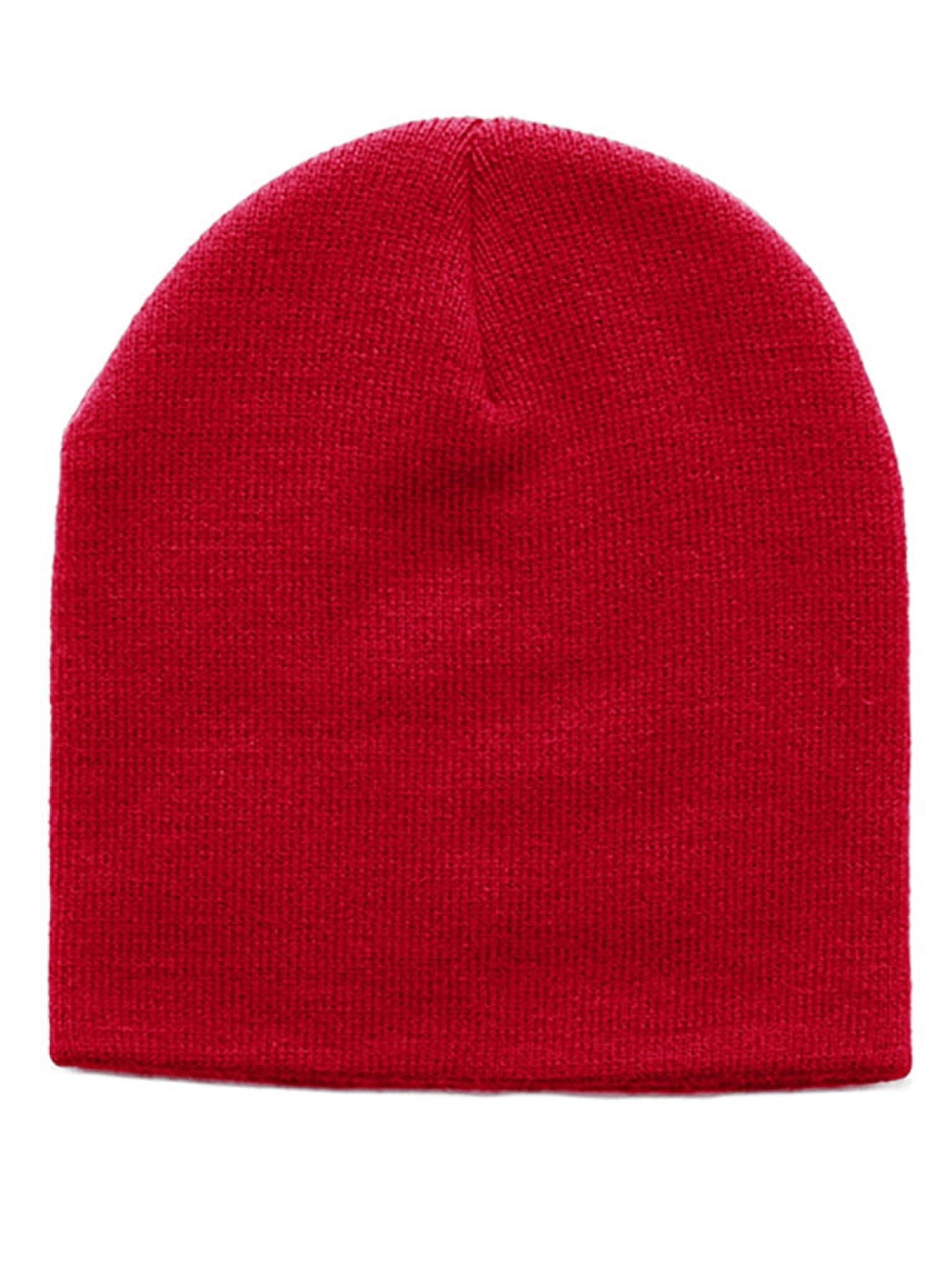 Knitted Cap Cuffless Beanie - Red - Walmart.com