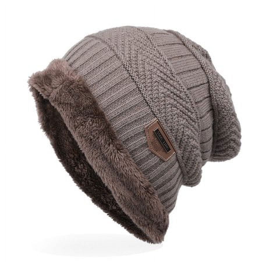 Knitted Cap - Thick Soft Warm Winter Hat - Mens Trendy Warm Oversized ...