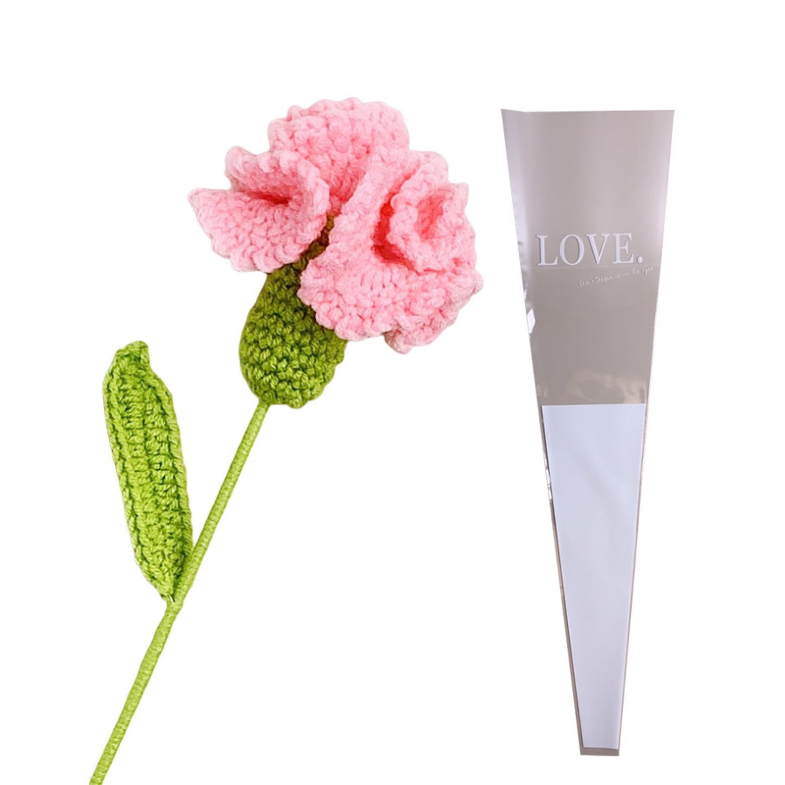 Knitted Carnation Hand-made Wool Hand Crocheting Artificial Flower with ...