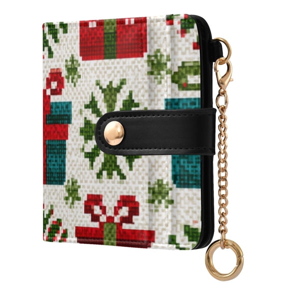 Knitted Christmas Gifts Leaves Women's Wallet PU Leather Card Cases ...