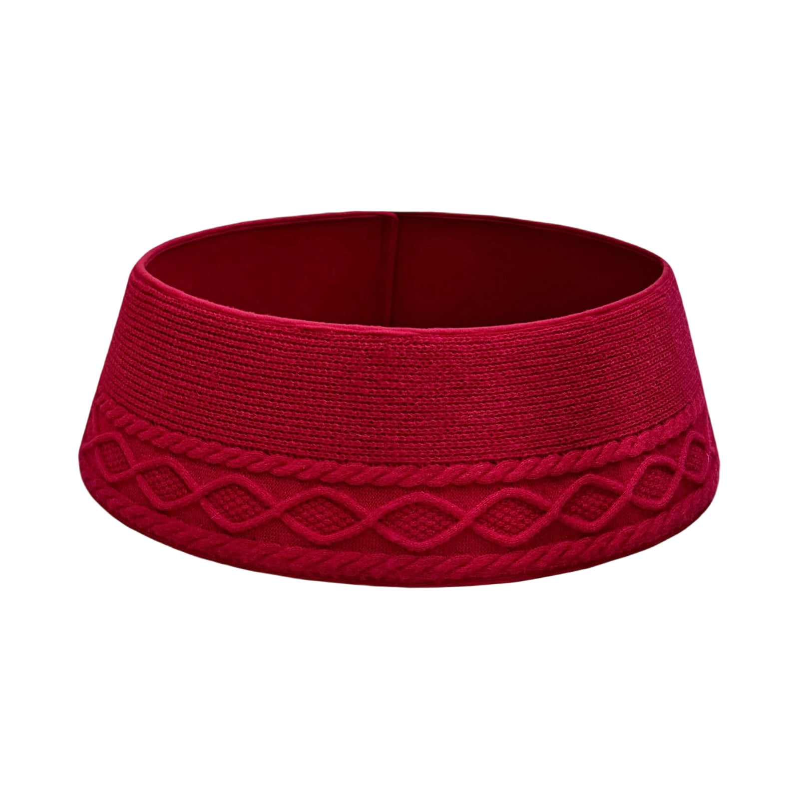 Knitted Christmas Tree Collar: Burgundy Red Crossed Diamond Textured ...