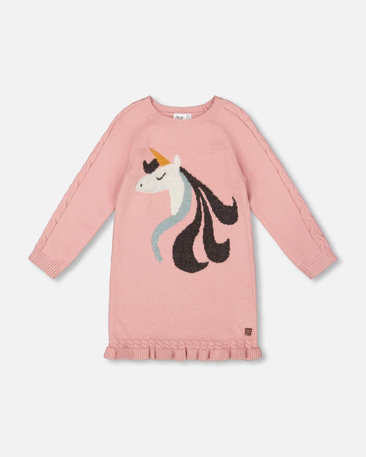 Knitted Dress Dusty Pink With Unicorn Intarsia - Walmart.com