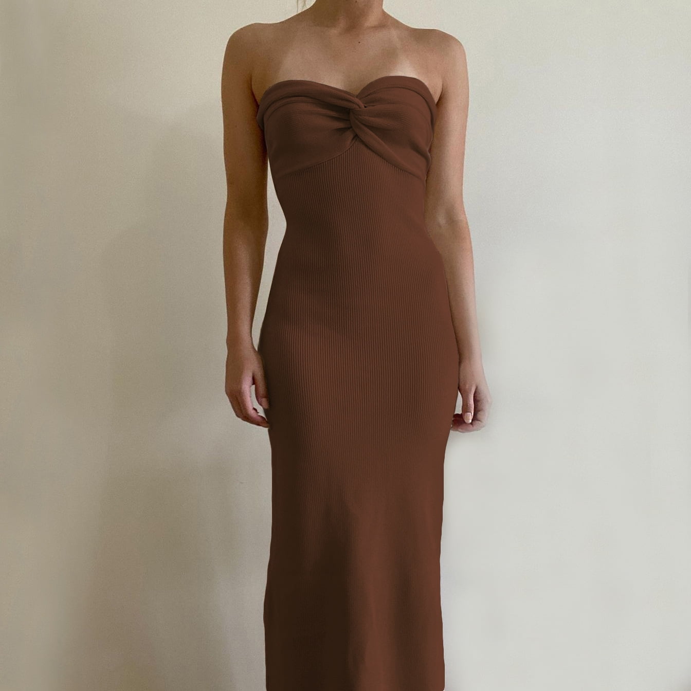 Knitted Dresses Twisted Front Bodycon Dress with Back Slit - Walmart.com