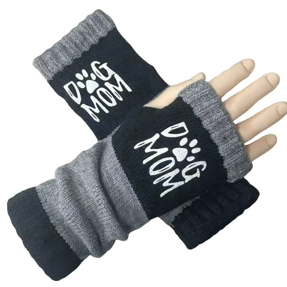 Knitted Fingerless Gloves – Black and Gray Splicing,Soft Warm Winter ...