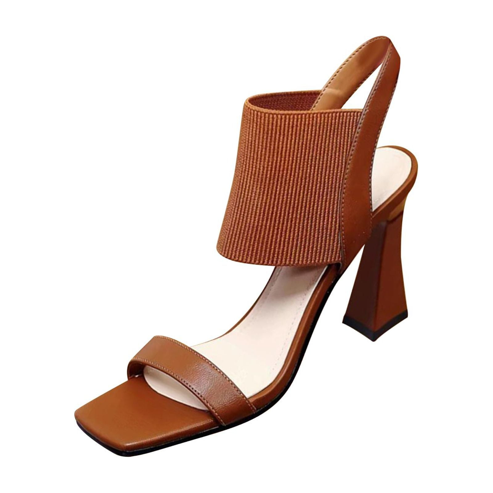 Knitted High Heel Sandals Woman Square Toe Summer Elegant Sandals 38 ...