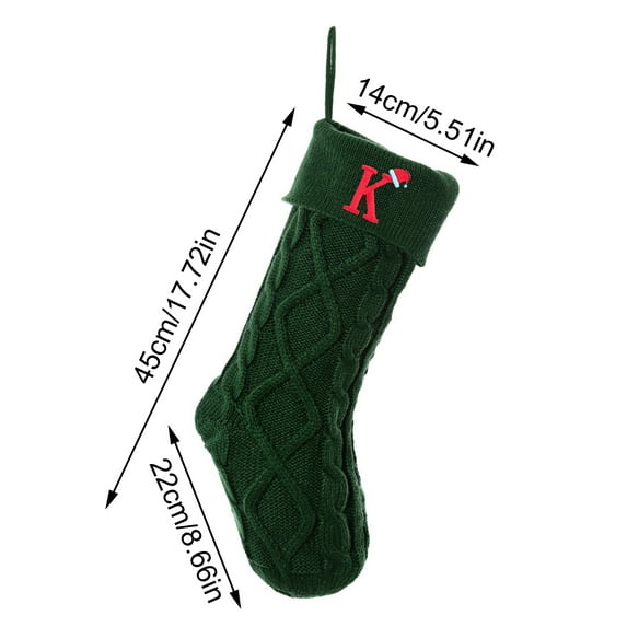 Knitted Holiday Stocking with Embroidered Letter Pattern and Hanging ...