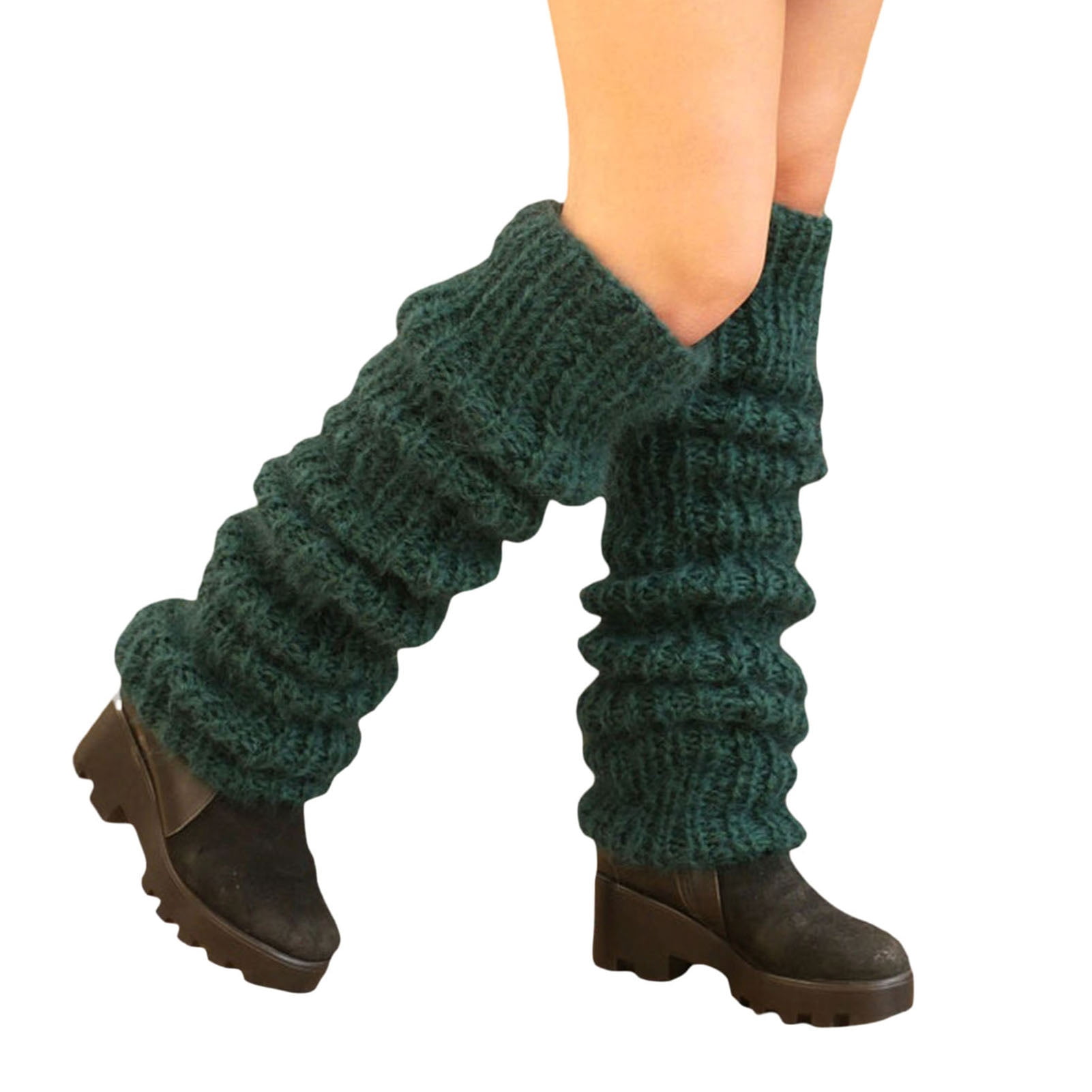 Knitted Leg Warmers for Women and Girls, Calf Cuffs In Braid Pattern ...