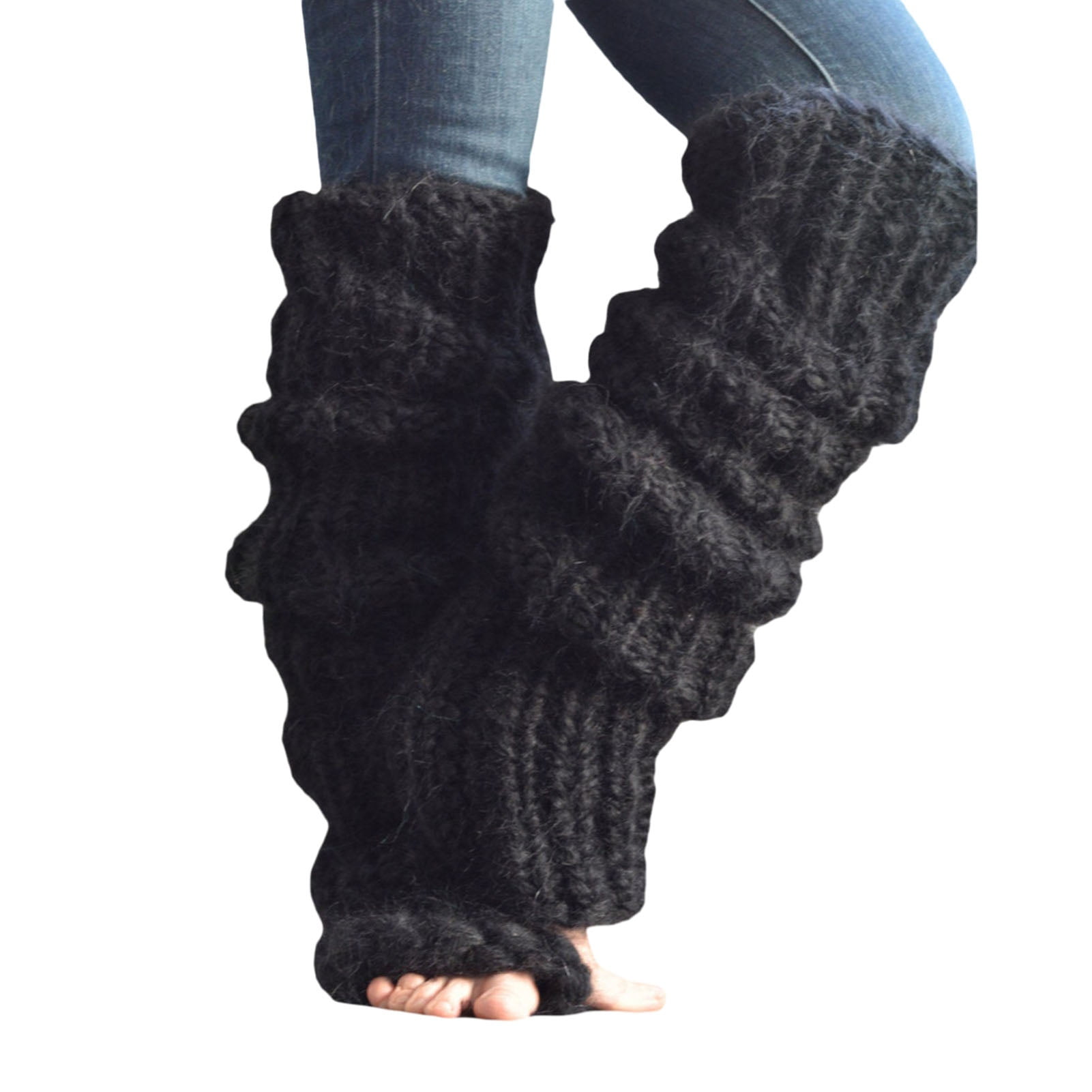 Knitted Leg Warmers for Women and Girls, Calf Cuffs In Braid Pattern ...