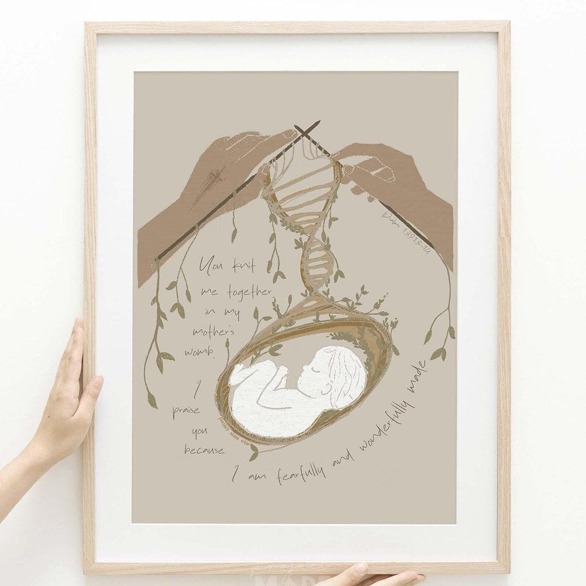 Knitted Me In My Mother'S Womb Poster Psalm 139 Pregnancy Print Baby ...