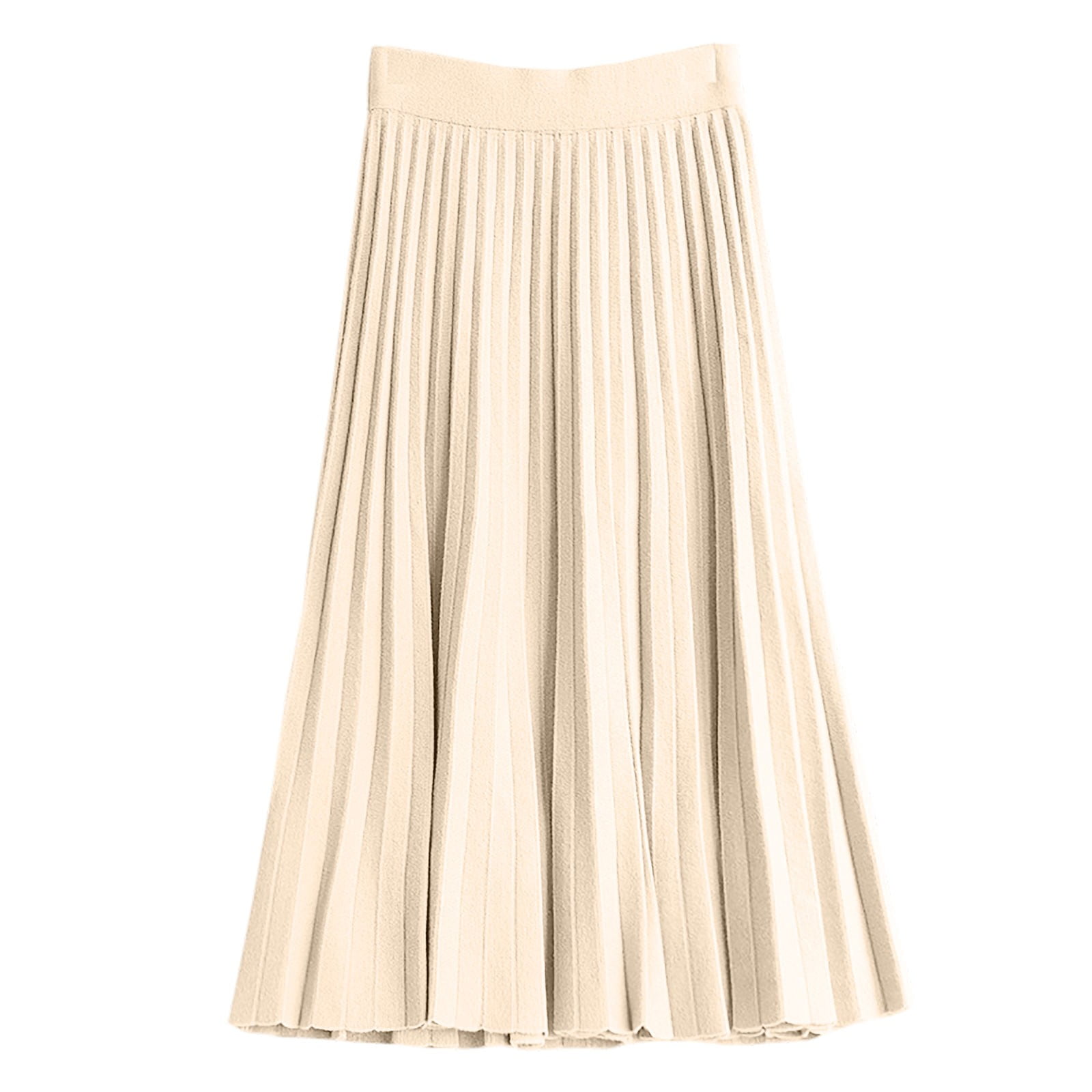 Knitted Midi Skirt Women's Long Length Wool A Line Wide Hem Preppy ...