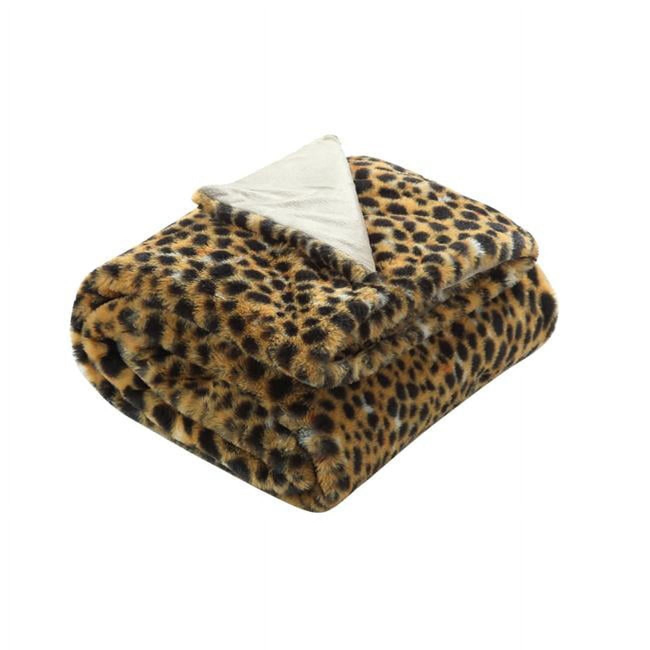 Knitted PolYester Animal Print Plush Throw Blanket, Beige & Ivory ...