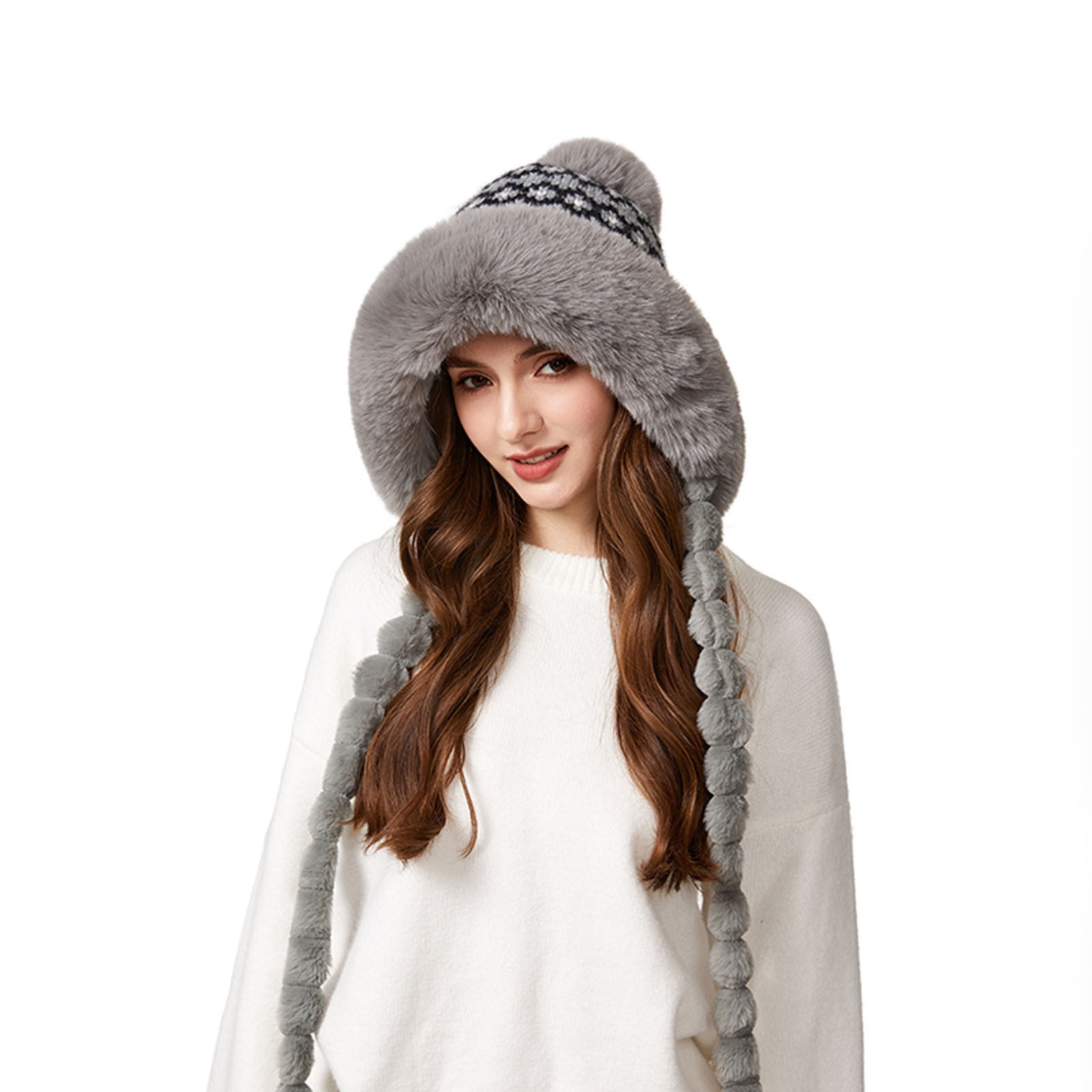 Knitted Sherpa Beanie Hat Women Winter Sherpa Beanie Hats Knit Ear ...