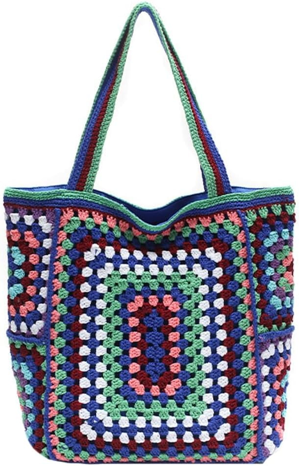 Knitted Shouder Bags for Women Crochet Handbag Colorful Summer Totes ...