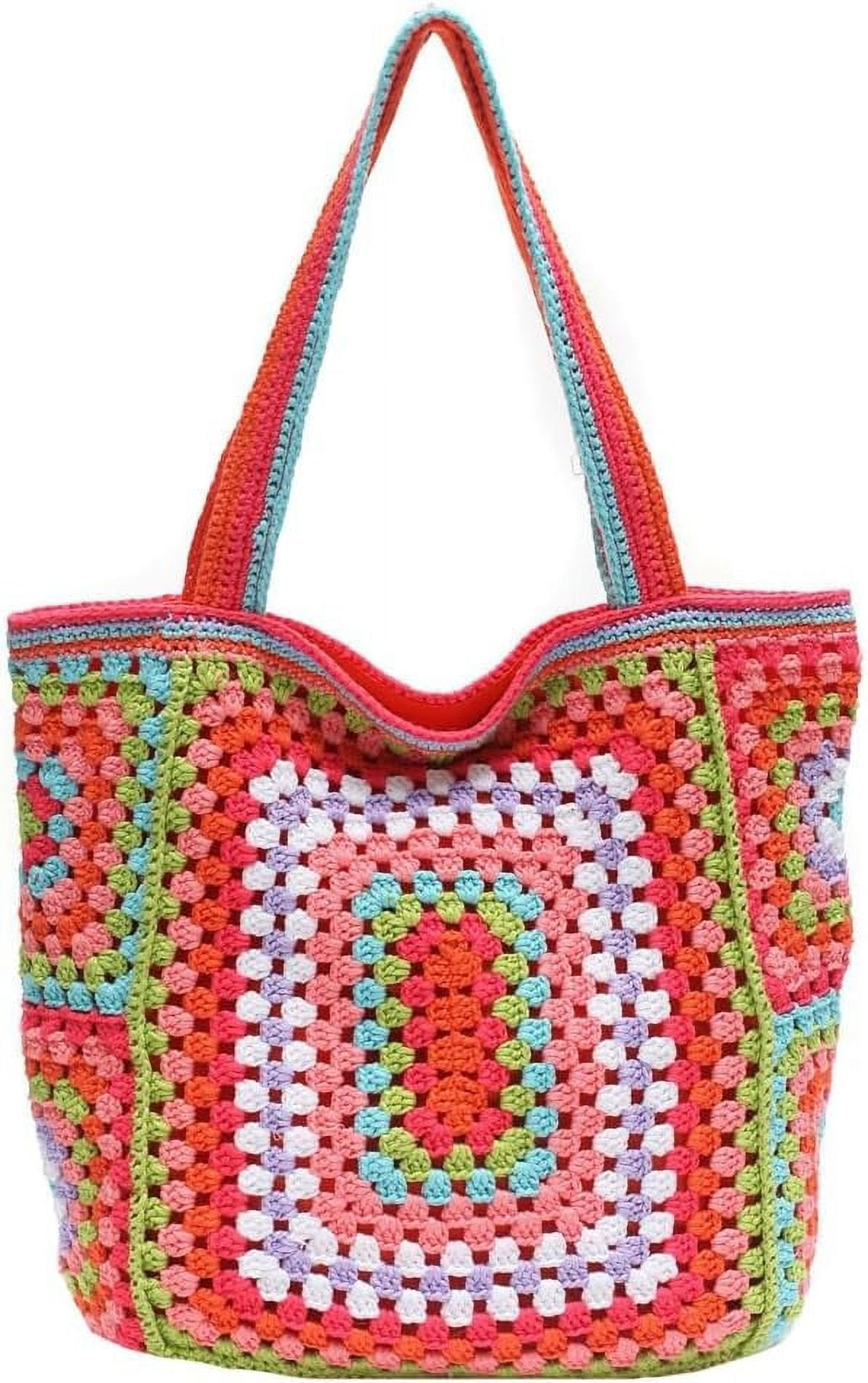 Knitted Shouder Bags for Women Crochet Handbag Colorful Summer Totes ...