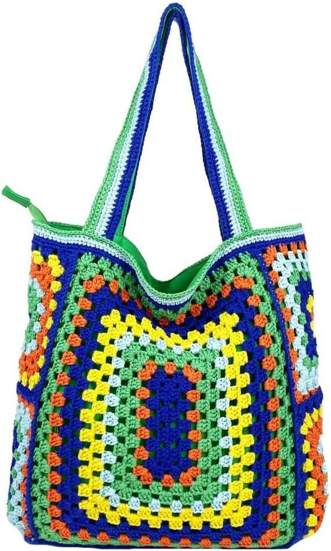 Knitted Shouder Bags for Women Crochet Handbag Colorful Summer Totes ...