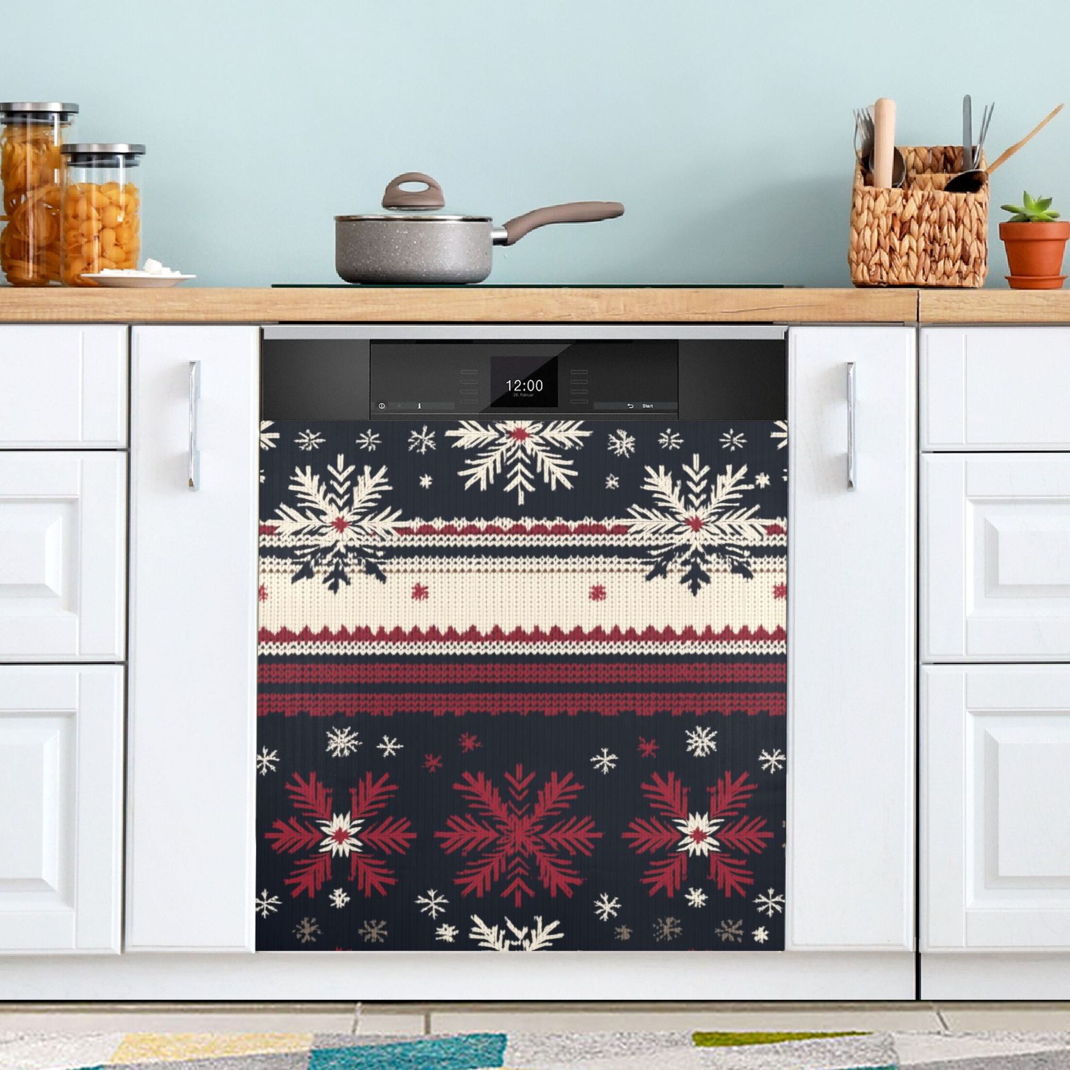 Knitted Snowflakes Ugly Sweater Pattern Dishwasher Magnet Refrigerator ...