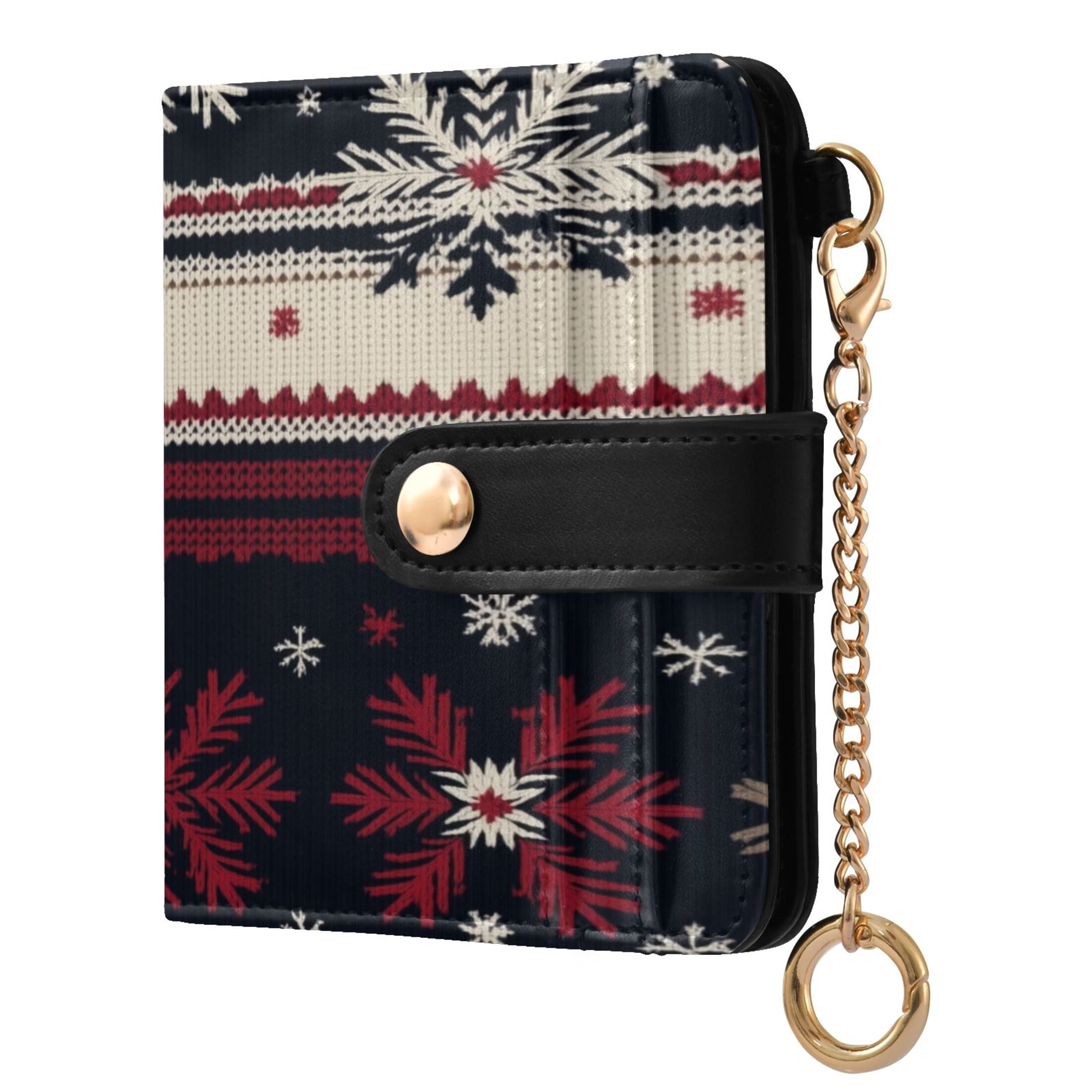 Knitted Snowflakes Ugly Sweater Pattern Women's Wallet PU Leather Card ...