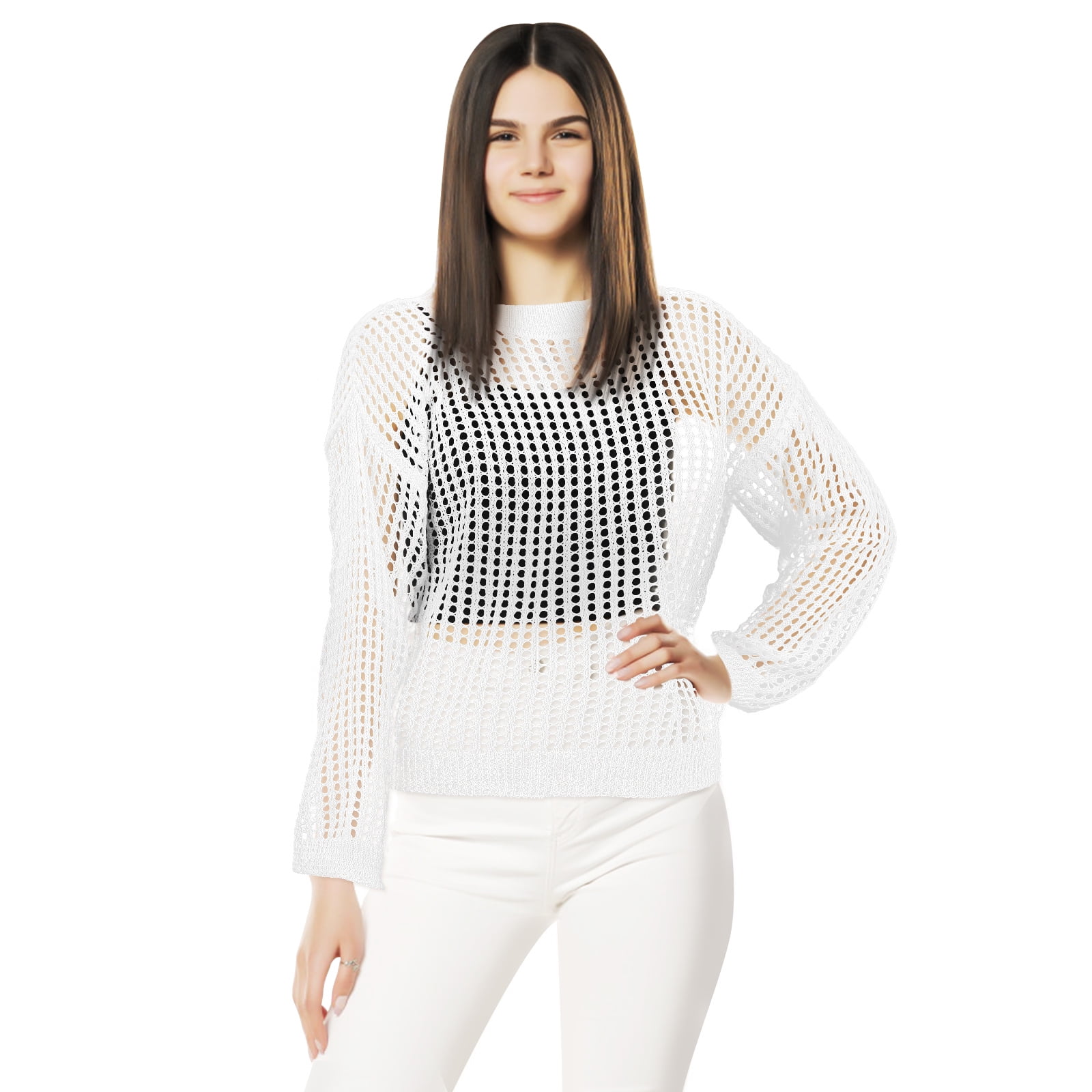 Knitted Sun Protection Clothing Swimming Suits for Women Mesh Cover Up ...