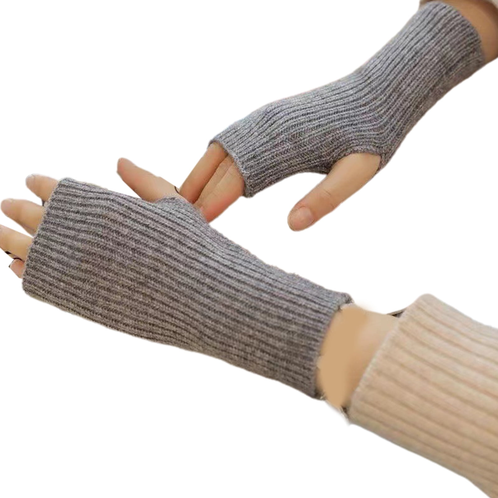 Knitted UV for Protection Half Finger Gloves Women Arm Warmer Solid ...