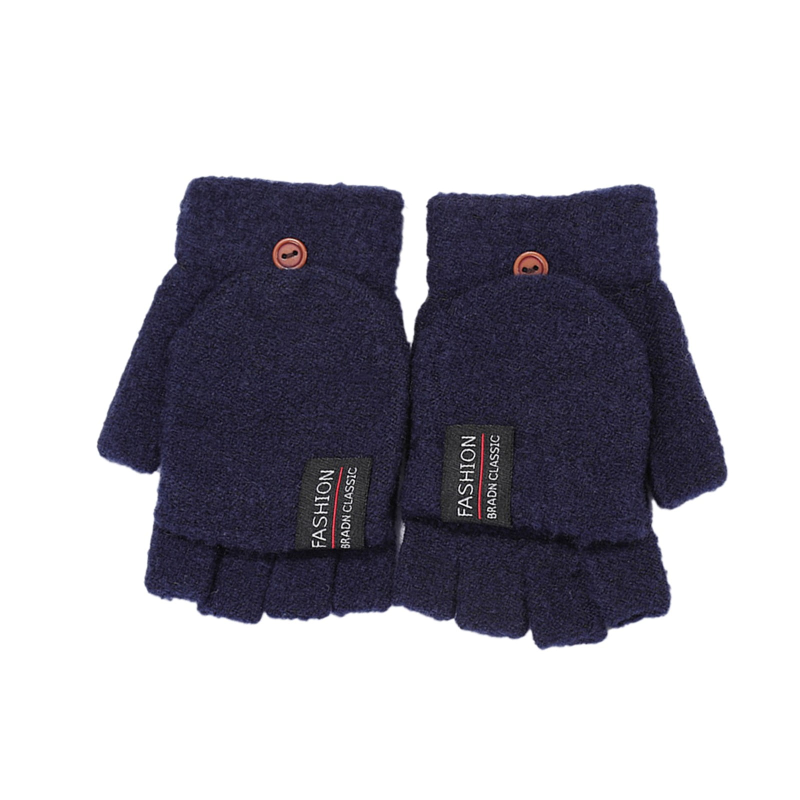 Knitted Warm Convertible Flip Mittens Top Fingerless Men Winter Gloves ...