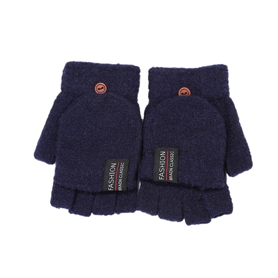 Knitted Warm Convertible Flip Mittens Top Fingerless Men Winter Gloves ...