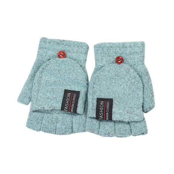 Knitted Warm Convertible Flip Mittens Top Fingerless Men Winter Gloves ...