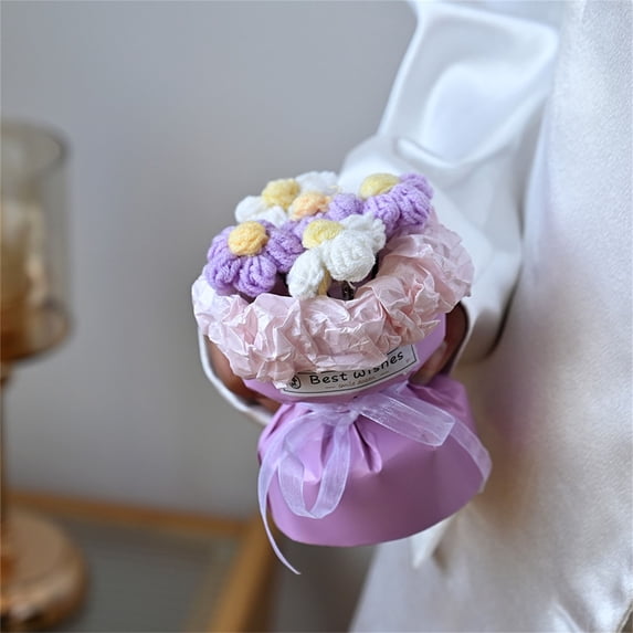 Knitted Yarn Flowers, Small Puffs, Simulated Flower Bouquets, Handmade ...