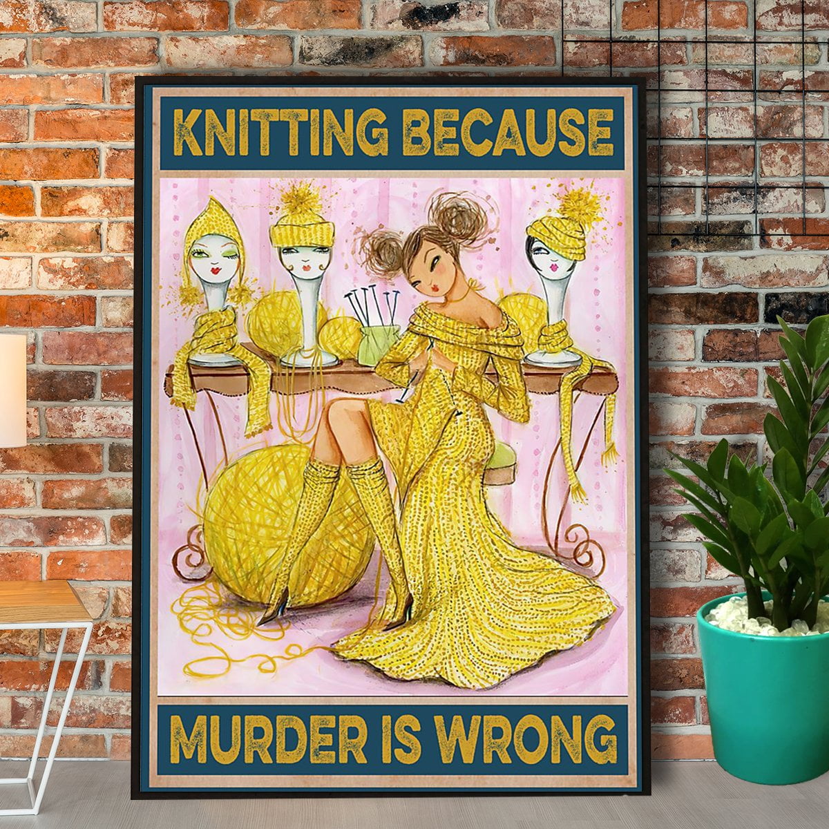 Knitting Because Murder Is Wrong Paper Poster No Frame Matte Wall Art ...
