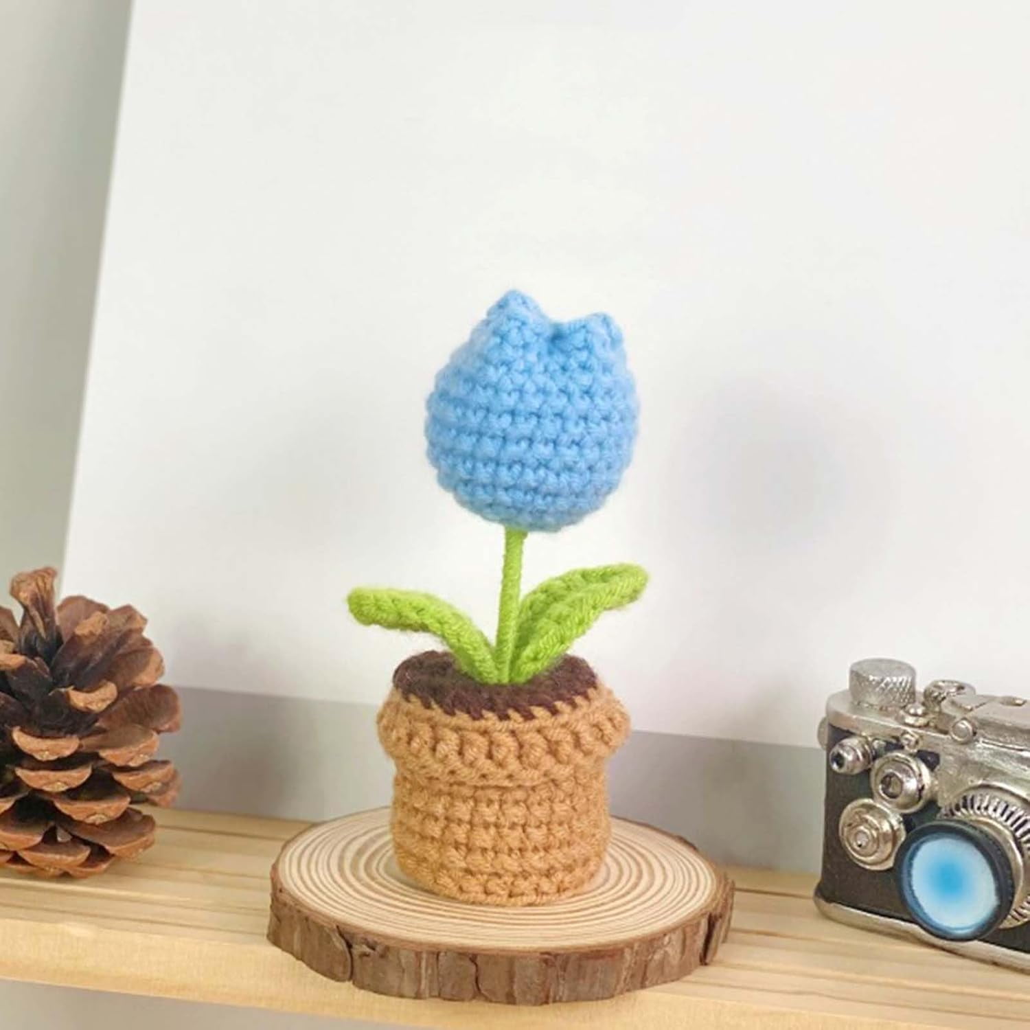 Knitting Crochet Flowers Potted Plants, Kawaii Handmade Crochet Flowers ...