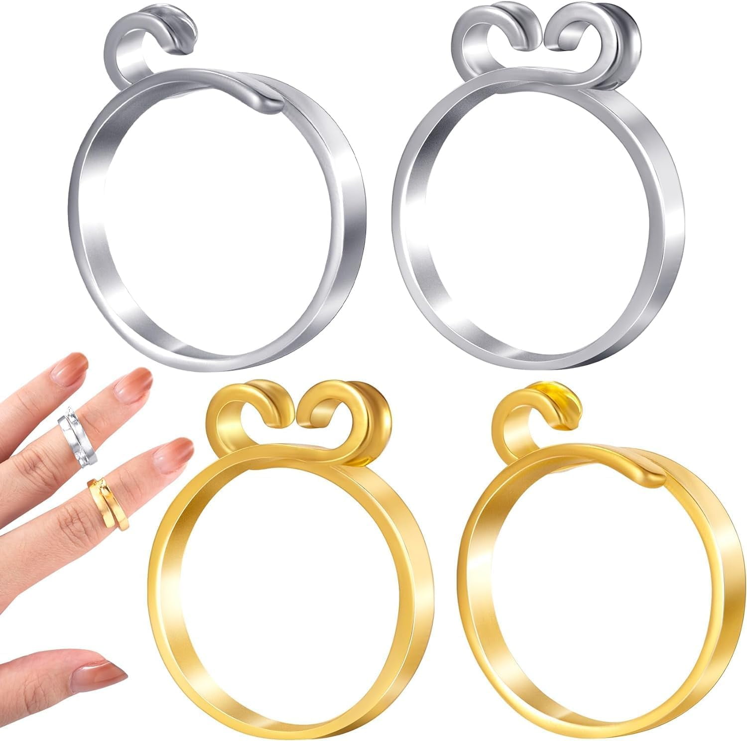 Knitting Crochet Loop Ring for Fingers, Adjustable Crochet Tension Ring ...