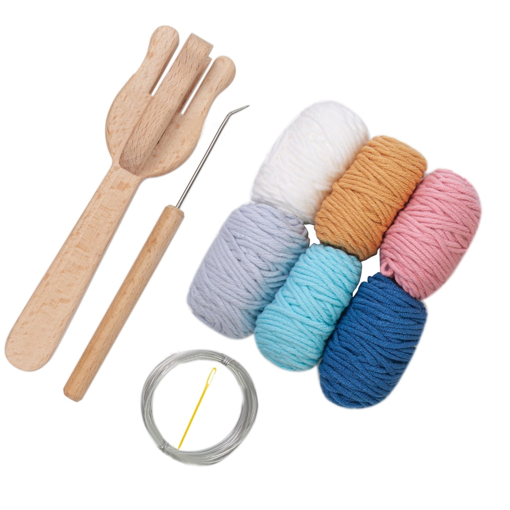 Knitting Fork Braiding Tool With 6 Color Yarns, Large Eye Knitting ...