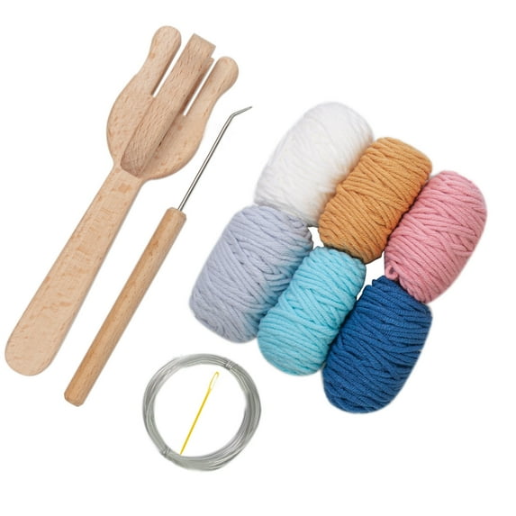 Knitting Fork Braiding Tool With 6 Color Yarns, Large Eye Knitting ...