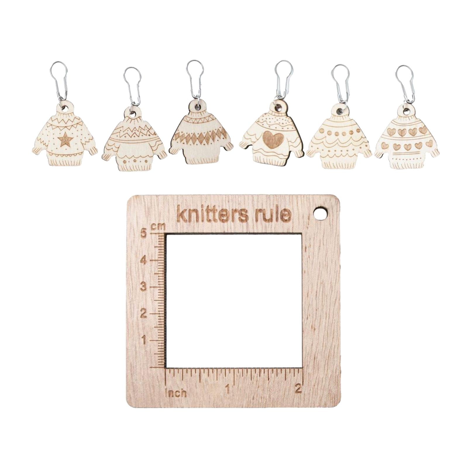 Knitting Gauge Ruler Stitch Markers for Handcrafts Sweater Weaving Tool ...