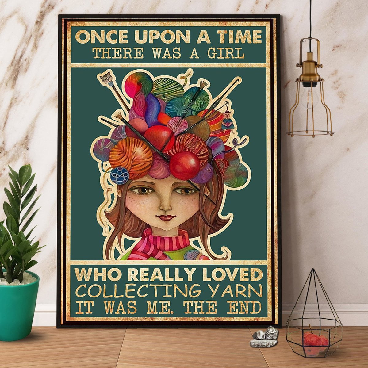 Knitting Girl Who Really Loved Collecting Yarn Poster No Frame Wrapped ...