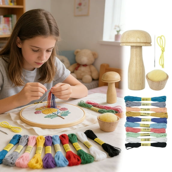 Knitting Kit With Large Eye Needles and Ten Color Threads for DIY ...