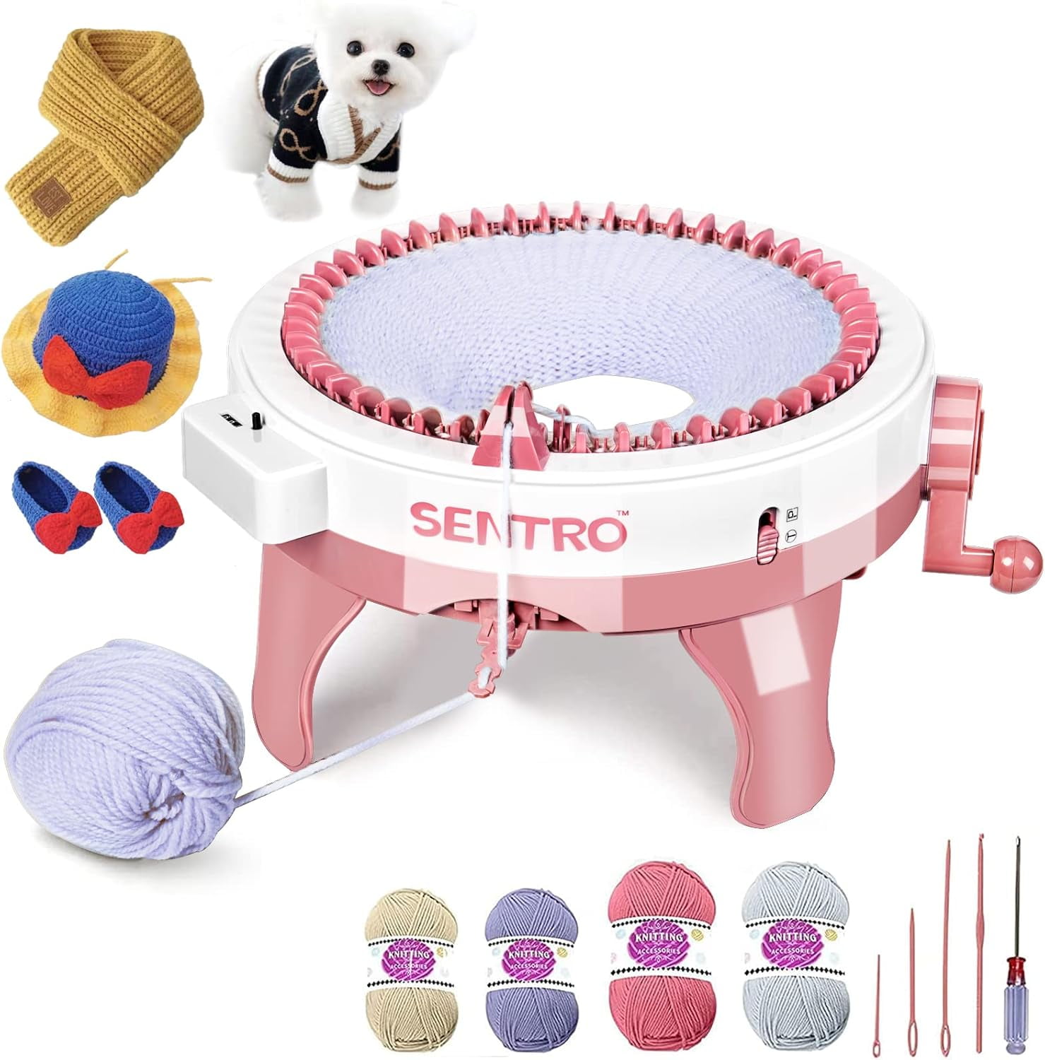 Knitting Machine, 48 Needles Smart Weaving Loom Round Spinning Crochet ...